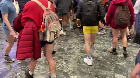 People wth no pants shock travellers at Euston Station as part of No Trousers Tube Ride - Buy ...