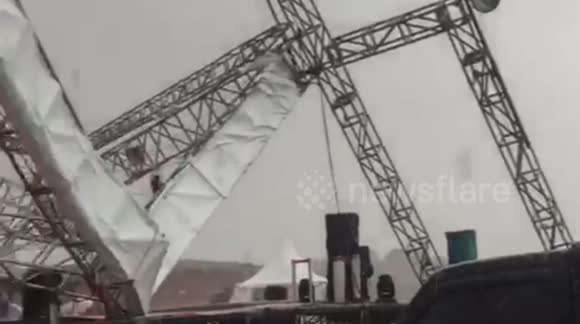 Powerful winds destroy stage at religious event in Indonesia - Buy ...