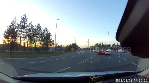 Caught near miss of two cars on roundabout due to poor lane discipline ...