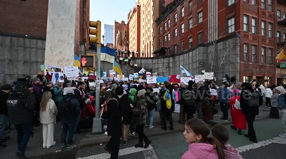 Ukraine War Protest On One-Year Anniversary Of Russian Invasion In NY ...