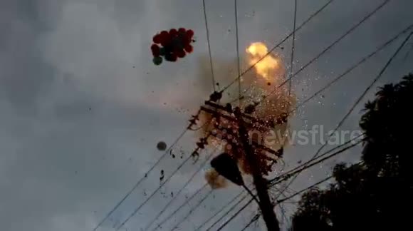Gas balloons explode after striking power line in Indonesia during ...