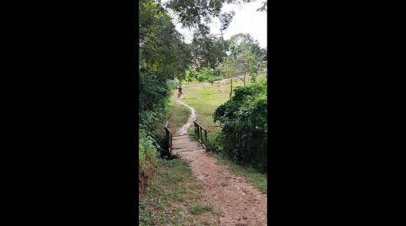Hilarious Bicycle Fail - Guys on bike try passing over a small wooden ...