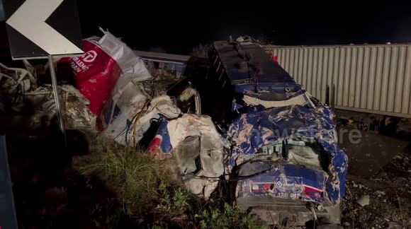 Train collision scene in Larissa, Greece - Buy, Sell or Upload Video ...