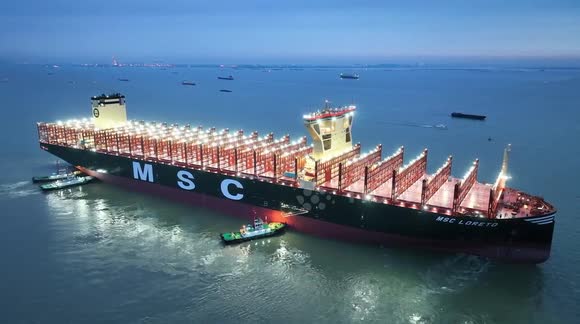 World's largest newly built container ship sets sail for sea trials in ...