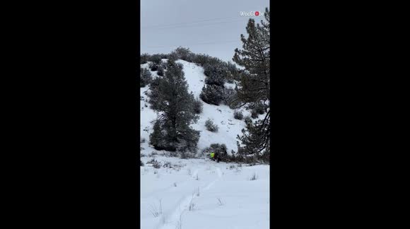 *Winter sledding fail* Sledder coming down a cliff has hard time ...