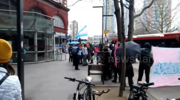 Trans activists are met by counter protest as Trans group demand a fast ...