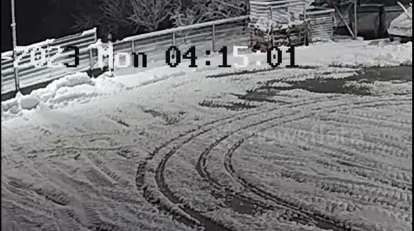 When the snow gets slippery. Two people fall in the same place on the ...