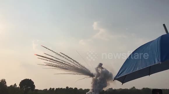 Awesome spinning rockets burst in spectacular explosions at rain-making ...