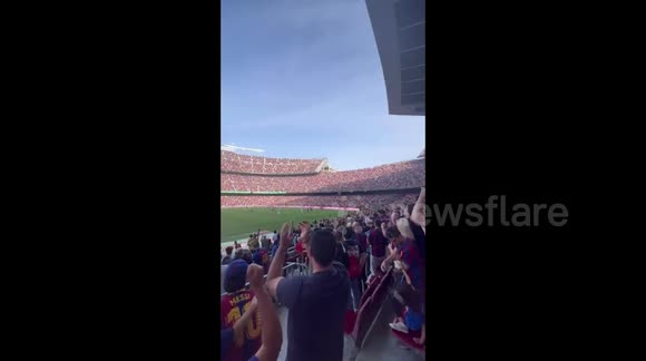 Fans Are Cheering For FC Barcelona at Camp Nou in Barcelona, Spain ...