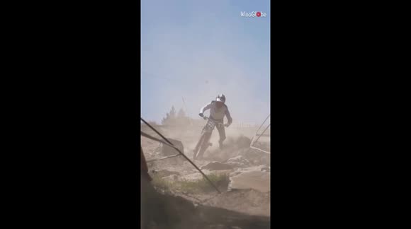 Biker meets a hard crash at UCI downhill mountain bike World Cup *Hard ...