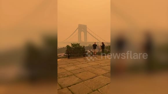 View At Washington Bridge Shows Orange Smoke From Canadian Wildfires ...