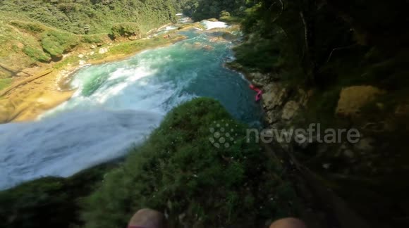 slipping and falling down a 20m cliff next to a waterfall captured in ...