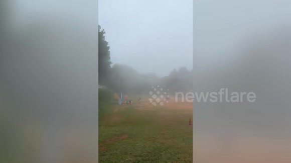 Eerie time-lapse footage shows pupils disappearing into thick fog on ...