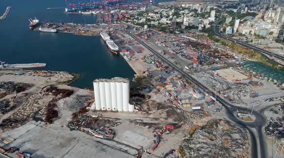 Drone Shots of Beirut Port explosion site as Lebanon Marks the Three ...