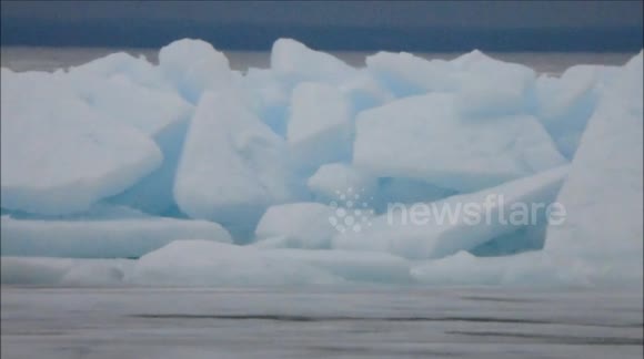 28 Feb 2016 | Close-up view of Blue Ice Stacking up, Lake Simcoe ...