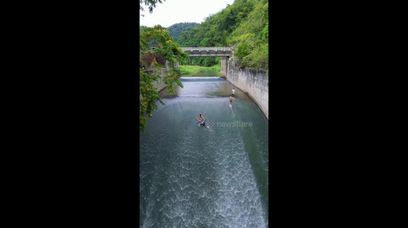 Huge unguarded dam has became a hidden waterpark for locals in the ...
