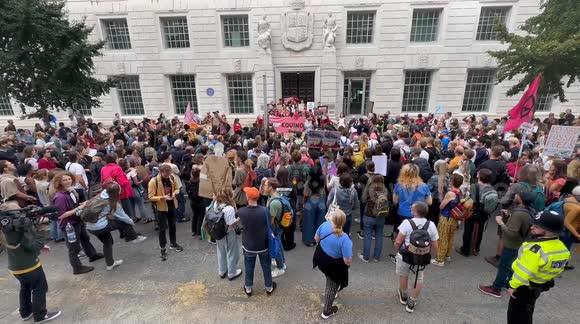 Activists stage Rosebank oilfield protest outside Net Zero Department ...