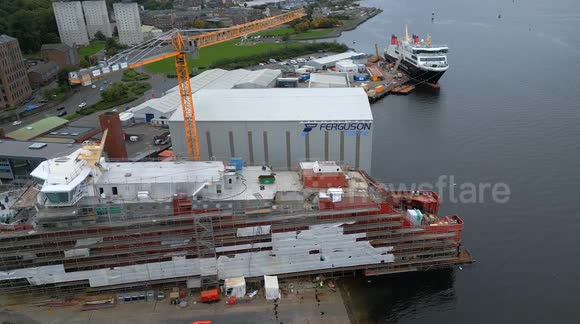 Aerial footage of MV Glen Rosa and MV Glen Sannox ferries under ...