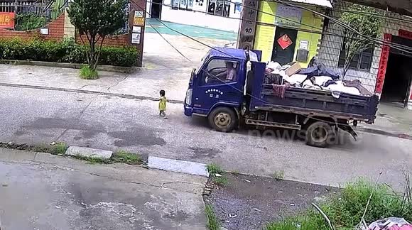 Chinese toddler miraculously survives after being hit by sanitation truck - Buy, Sell or Upload ...