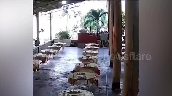 Power cabinet explodes like fireworks display in restaurant dining hall ...