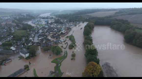 Drone footage of Brechin, the Scottish town submerged by Storm Babet ...