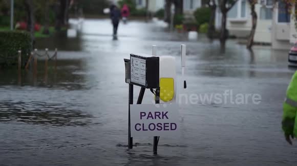 Footage of flooded caravan park and Tesco carpark in Bognor Regis - Buy ...