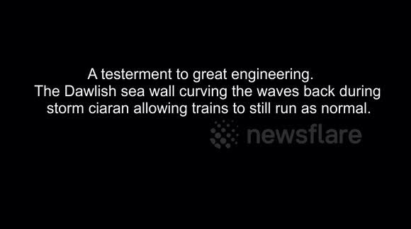 New sea wall in action, against the storm Ciaran. Showing the way the ...