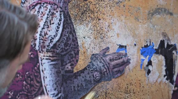 Mick Jagger crowns Damiano of Maneskin in Mural in Rome, Italy - Buy, Sell or Upload Video ...