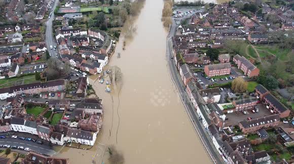 Drone footage shows overflowing River Severn following Storm Henk - Buy ...