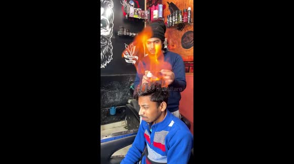 Indian barbers turn up the heat with daring haircuts using flames - Buy ...