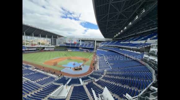 panoramic view of the LoanDepot Park baseball stadium and also called ...
