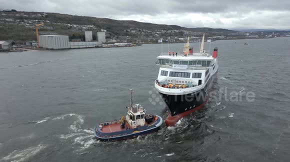Aerial footage of launch of MV Glen Rosa passenger ferry at Port ...