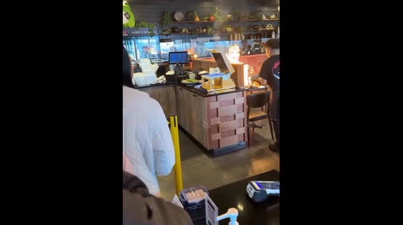 Table catches fire after gas stove at Washington restaurant explodes ...