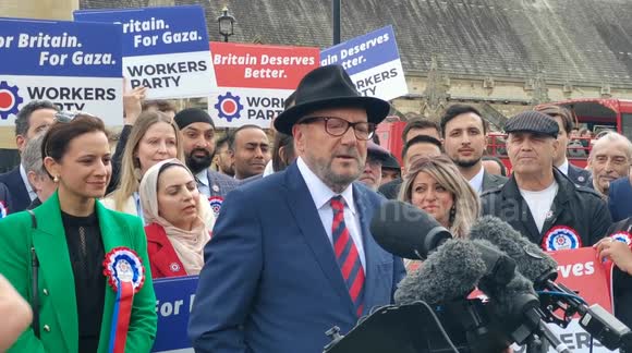 George Galloway, a candidate of the Workers Party, rallied for the 2024 ...
