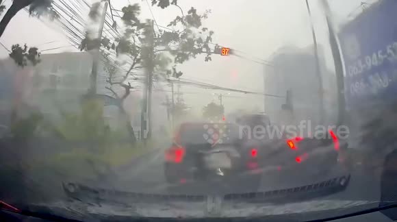Power lines explode above cars during storm in Thailand - Buy, Sell or ...