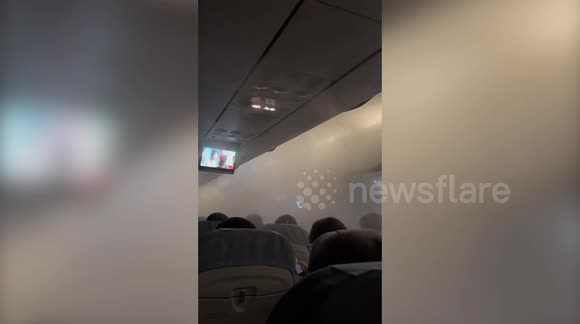 Eerie mist fills airplane cabin - Buy, Sell or Upload Video Content ...
