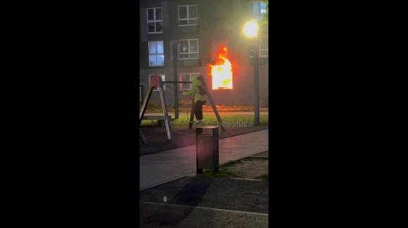 Child swings unfazed as fire engulfs Lyubertsy complex - Buy, Sell or ...
