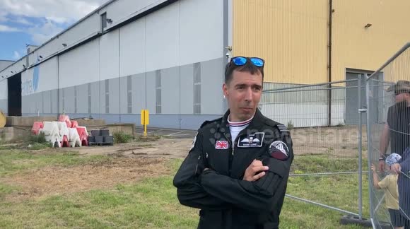 RAF jet fighter pilot Mark Long talks candidly to spectators at ...