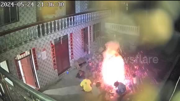 Terrified family members run away as massive fireball erupts from ...