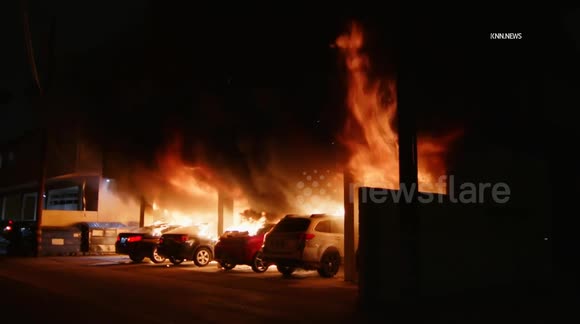USA: Multi Car Fire Spreads to Apartment Building - Buy, Sell or Upload ...