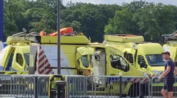 Wrecked highway patrol vehicles. Vinci Autoroutes launched a campaign ...