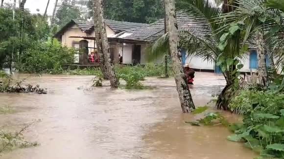 India: Rescuer carries dog to safety during severe flooding in Udupi ...