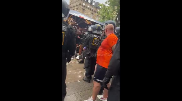 German police arrest Dutch fans amid pre-match brawl with English fans ...