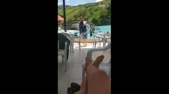 Man's unexpected poolside fall ends in laughter and fun - Buy, Sell or ...