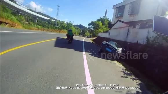 Tyre falling off truck, strikes oncoming vehicle before landing in ...