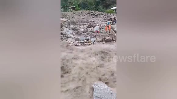A heavy destruction due to cloudburst in Rampur, Himachal Pradesh.In ...