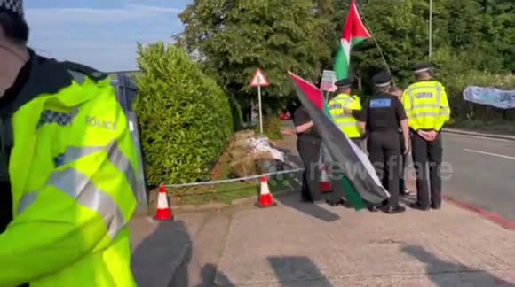 UK: Protests outside the Israeli-owned Elbit drone factory, UAV Engines ...