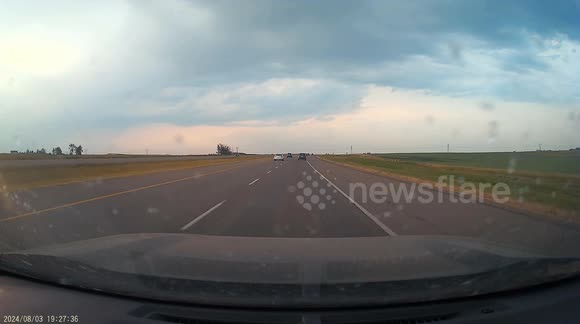 Lightning bolt strikes road close to vehicles in dash cam video from ...