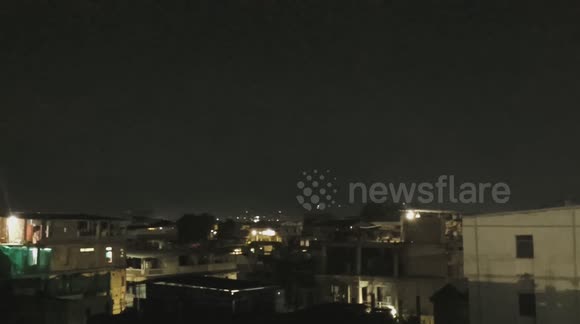 A lightning like phenomenon seen in the night skies of Imphal city of ...