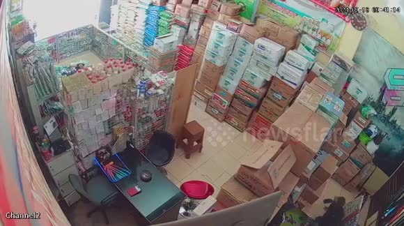 Grocery store shakes as earthquake hits Indonesia - Buy, Sell or Upload ...